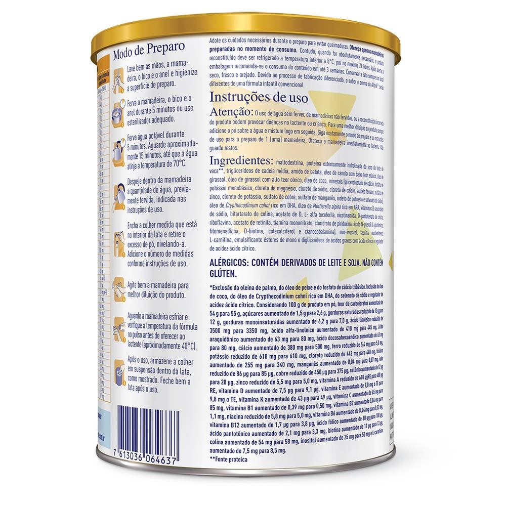 Alfaré é uma fórmula infantil à base de proteínas do soro do leite ...